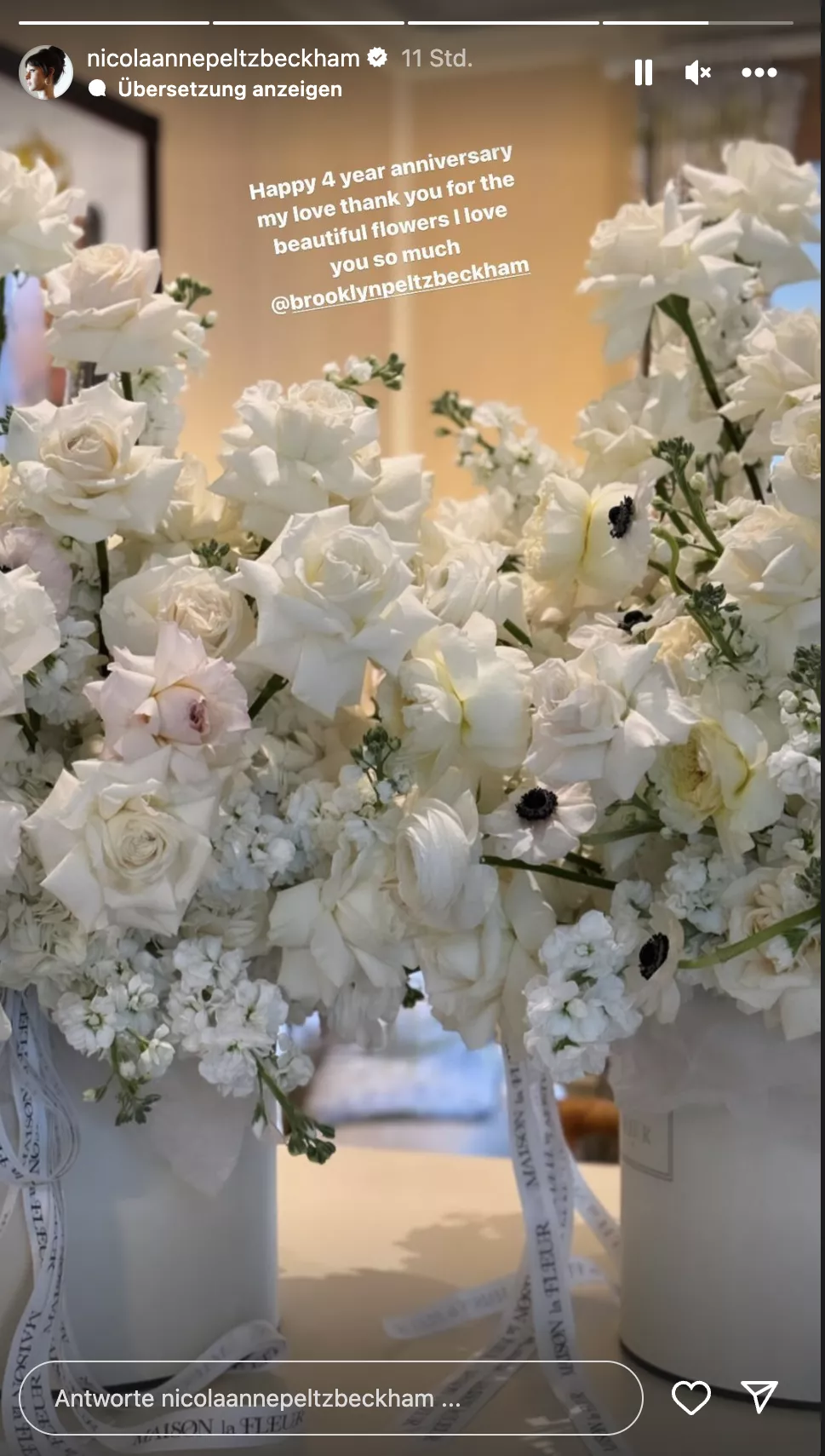 Brooklyn Beckham schenkt seiner Nicola weiße Rosen zum Jahrestag | BUNTE.de